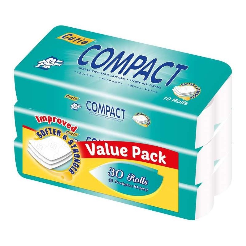 Cutie Compact Toilet Tissue Rolls 3x10s cutie-compact-toilet-tissue-rolls-3x10s